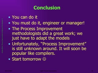 Agile Software Process Improvement | PPT | Computer Software and Applications | Computing