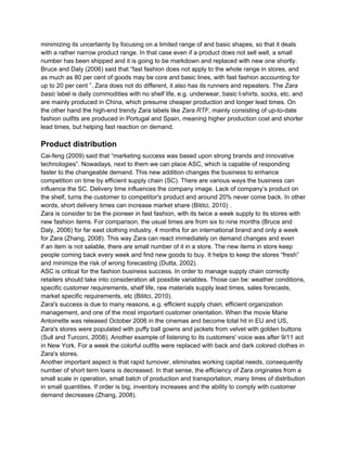 Agile supply chain zara case study | PDF
