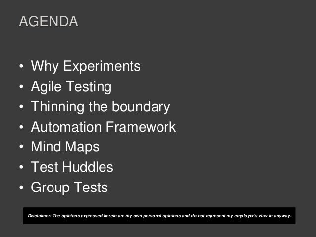 Agile Testing Experiments