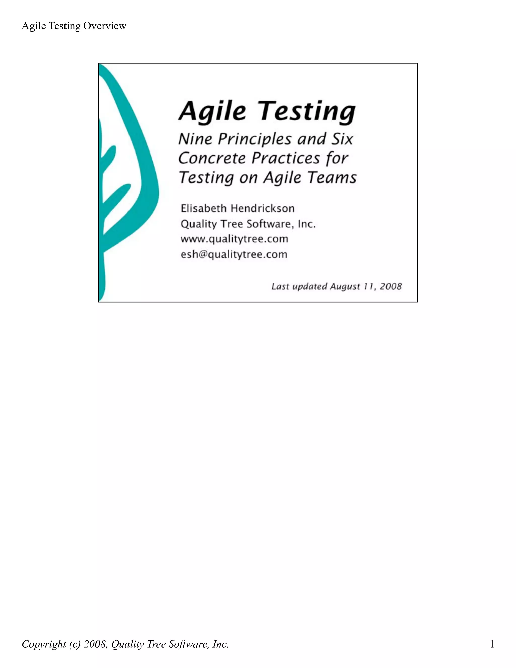 Agile testing overview | PDF