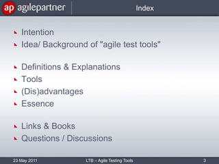 Agile test tools | PPTX
