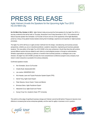 Agile tour 2012 - Press Release | PDF