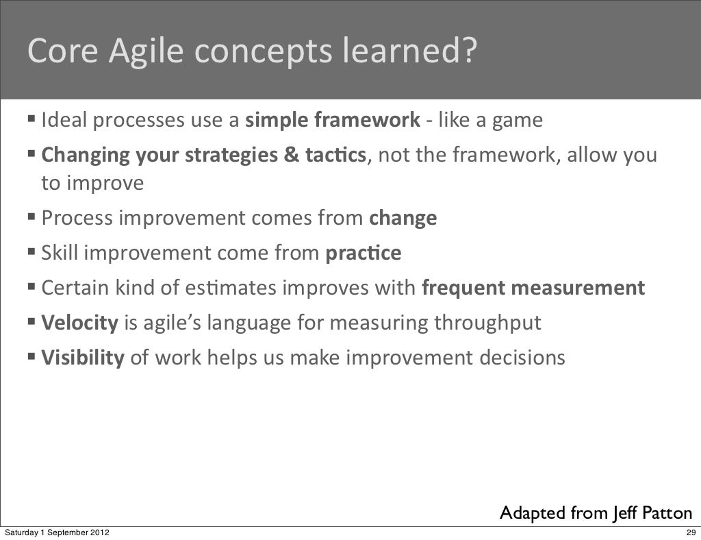 Core Agile concepts learned?