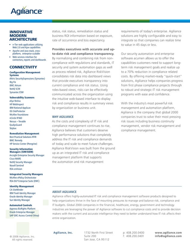 Agiliance Risk Vision | PDF