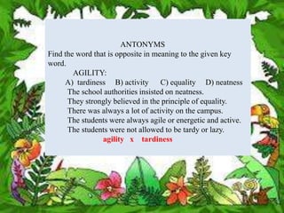 Antonyms Agility | PPTX
