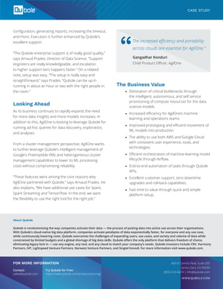 Case Study - AgilOne: Machine Learning At Enterprise Scale | Qubole | PDF
