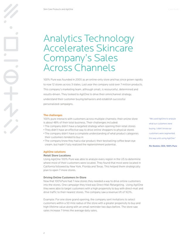 AgilOne 100 % Pure Case Study | PDF