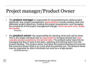 Projektledning i agila organisationer | PPT
