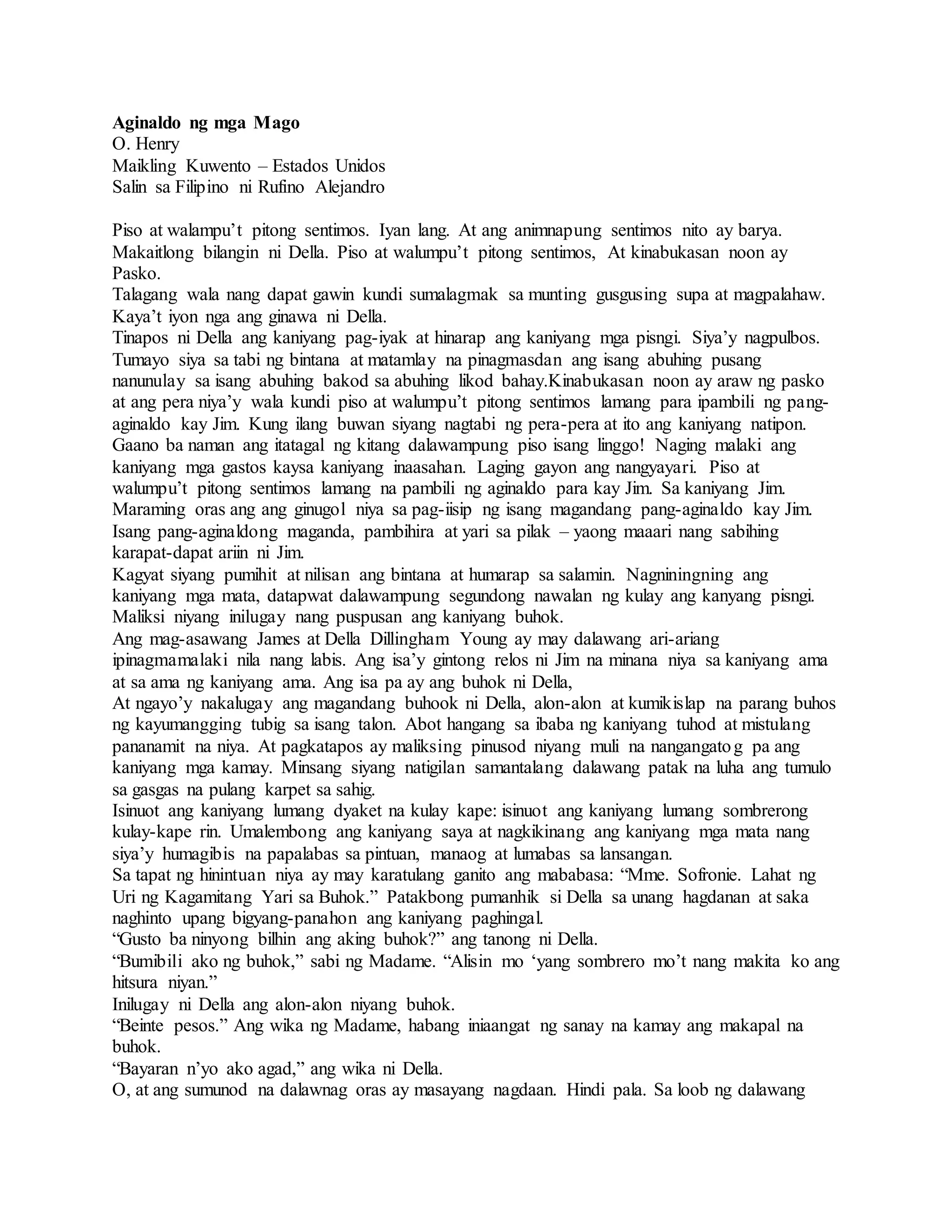 Aginaldo ng mga mago | DOCX