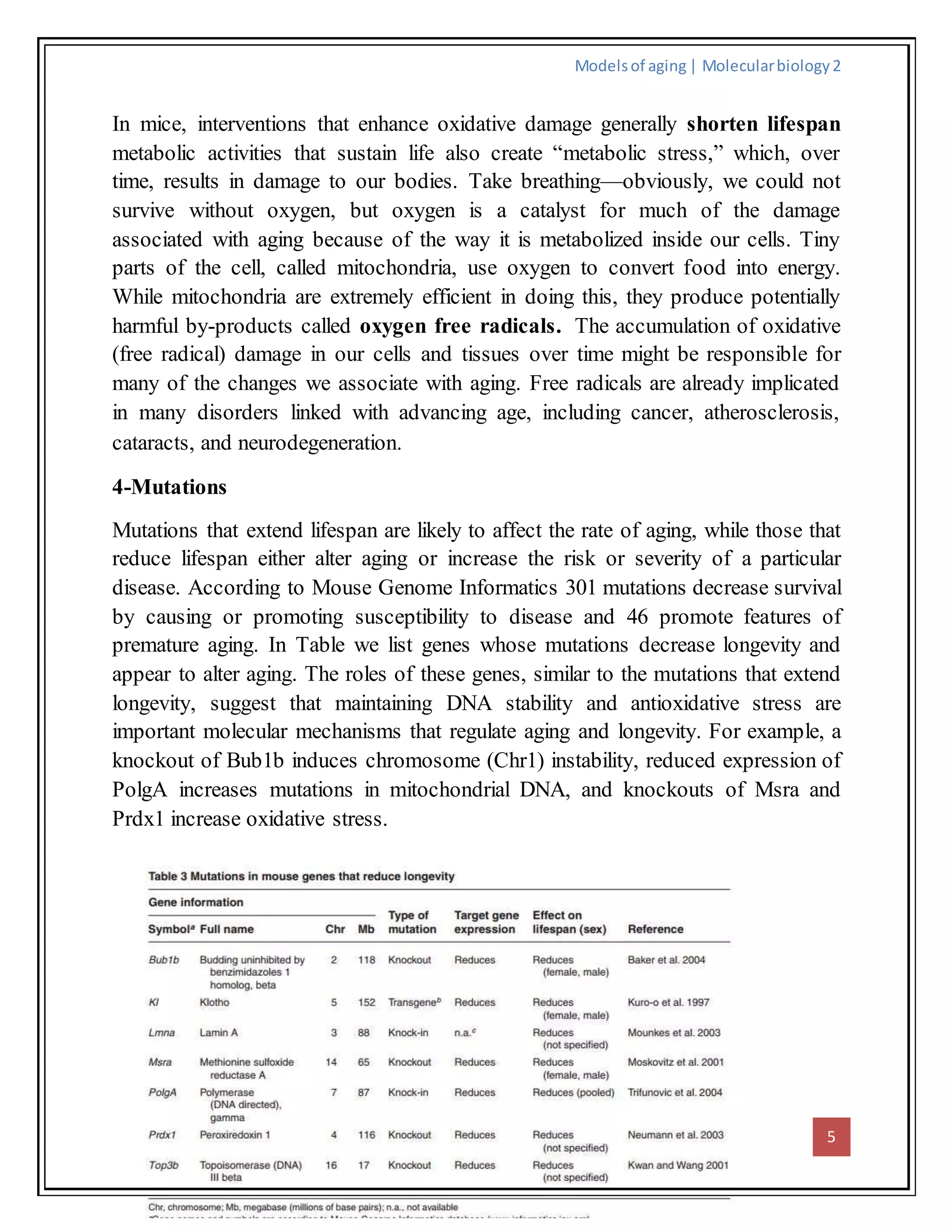 Aging and model of aging | DOCX