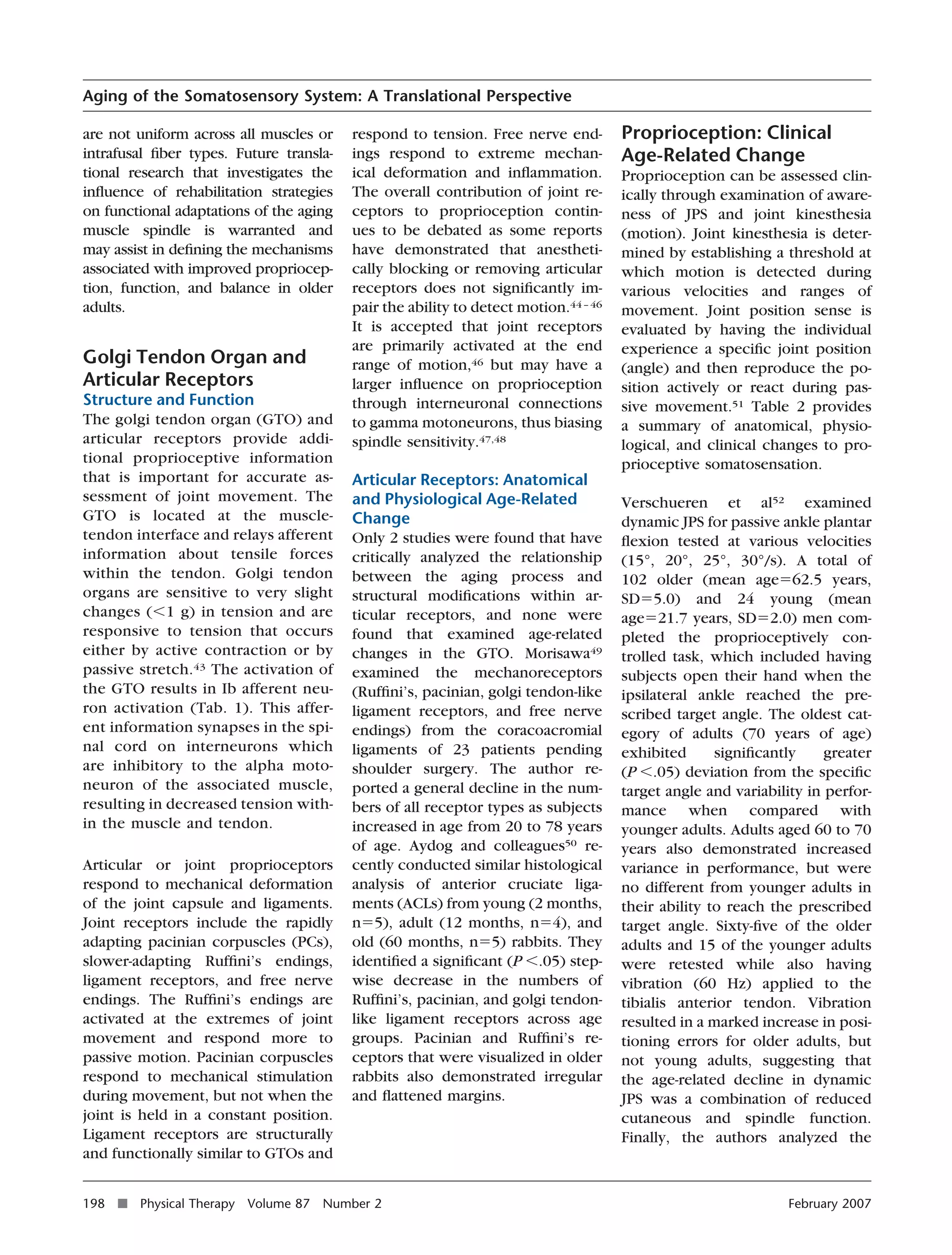 Aging of the somatosensory system. a translational perspective | PDF