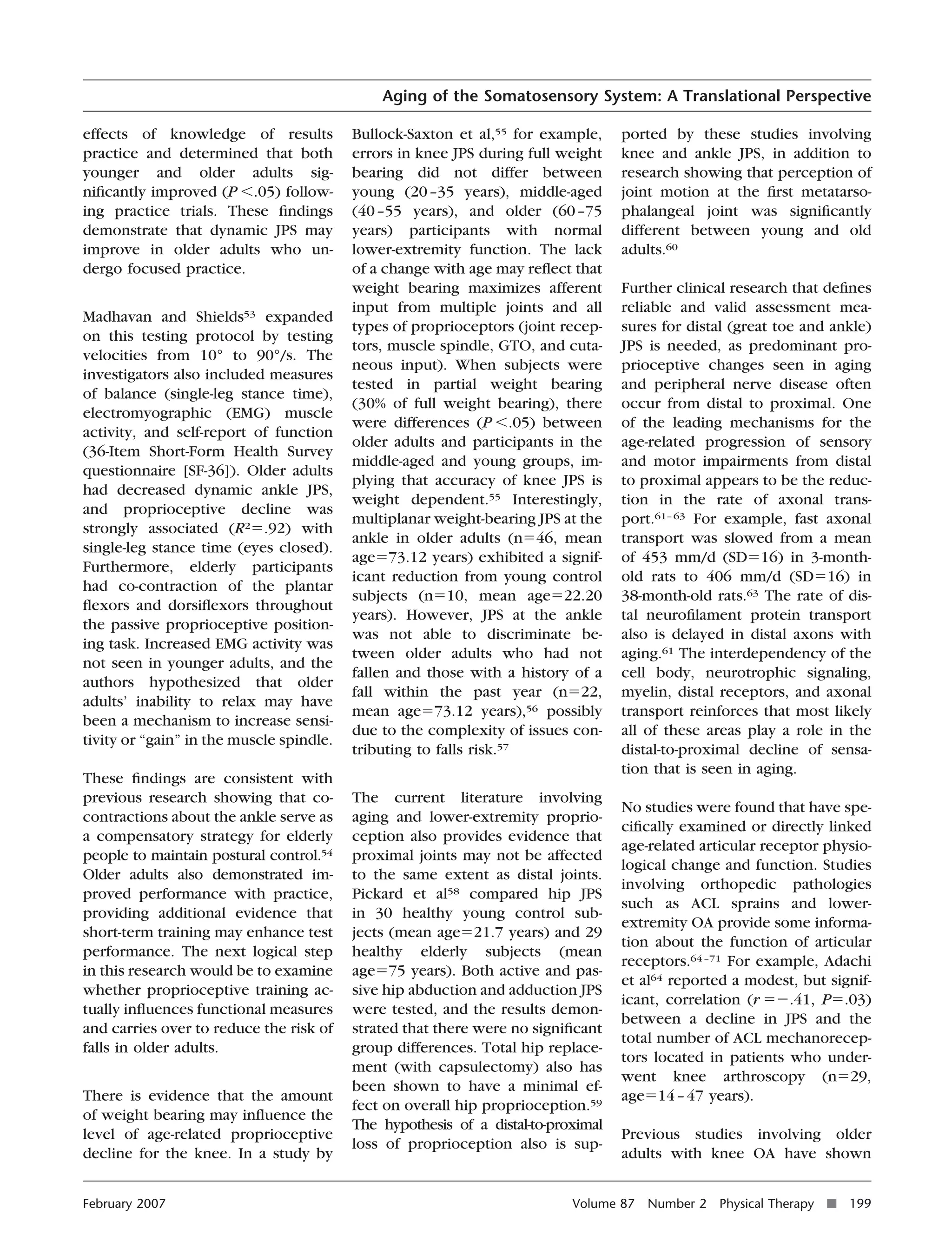 Aging of the somatosensory system. a translational perspective | PDF