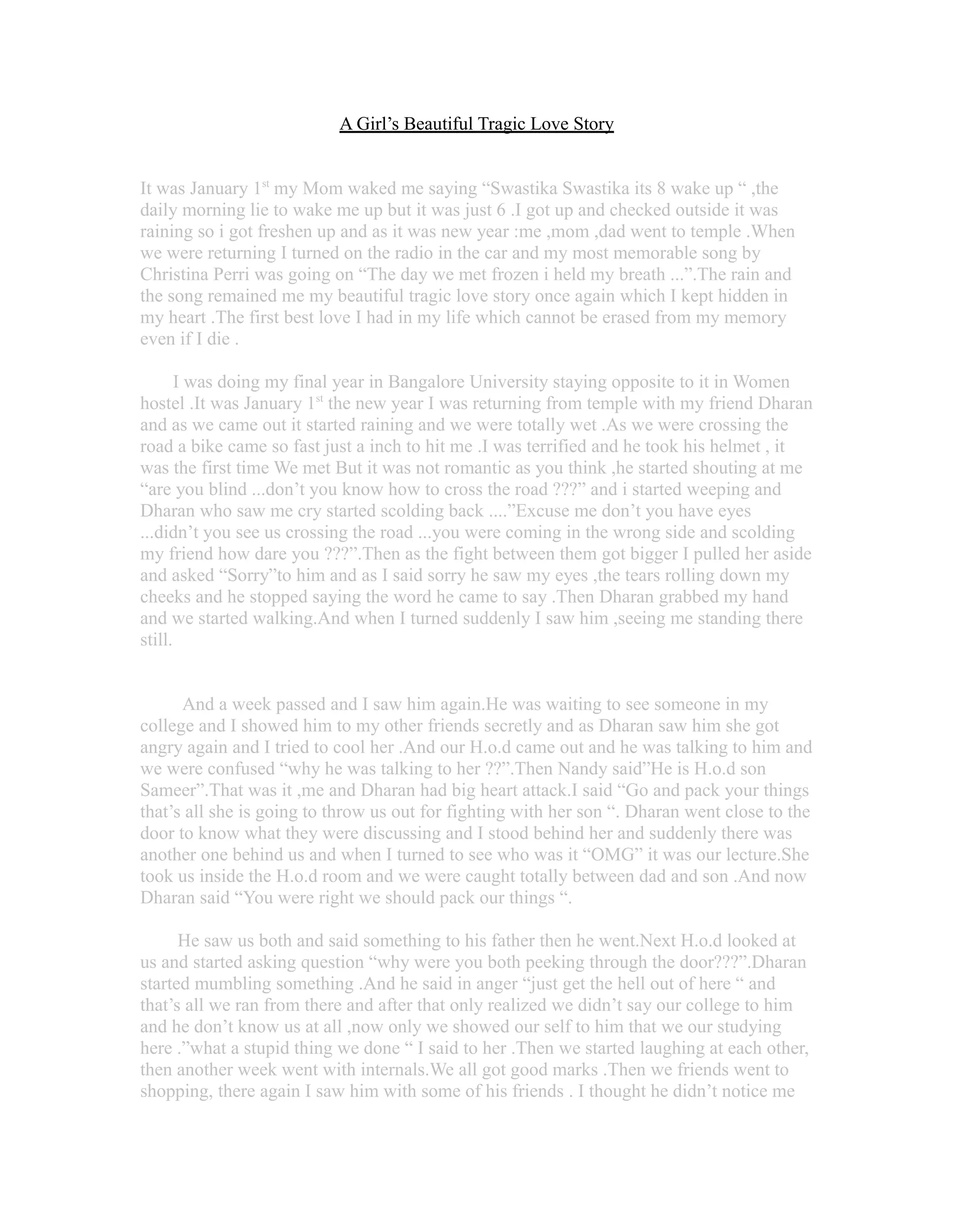 A girls beautiful tragic love story | DOC
