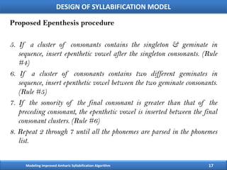 Modeling Improved Syllabification Algorithm for Amharic | PPTX
