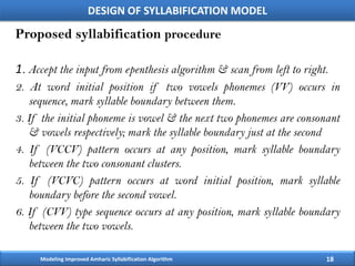 Modeling Improved Syllabification Algorithm for Amharic | PPTX