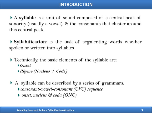 Modeling Improved Syllabification Algorithm for Amharic | PPTX | Technology & Computing
