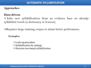 Modeling Improved Syllabification Algorithm for Amharic | PPTX