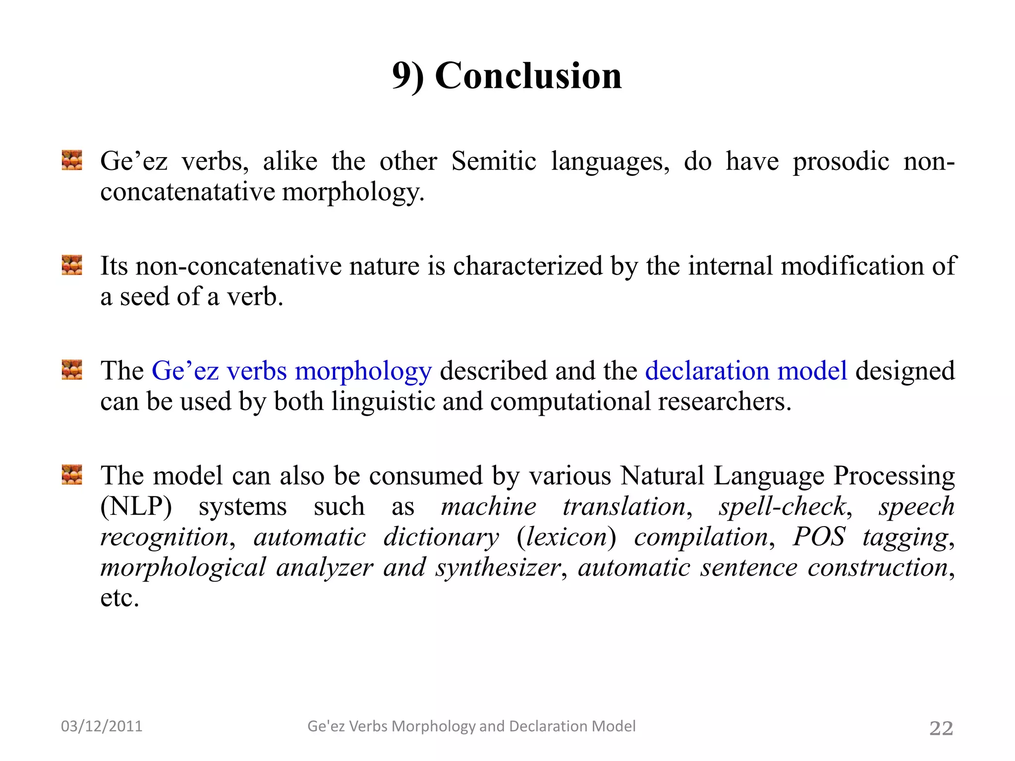 Ge'ez Verbs Morphology and Declaration Model | PDF
