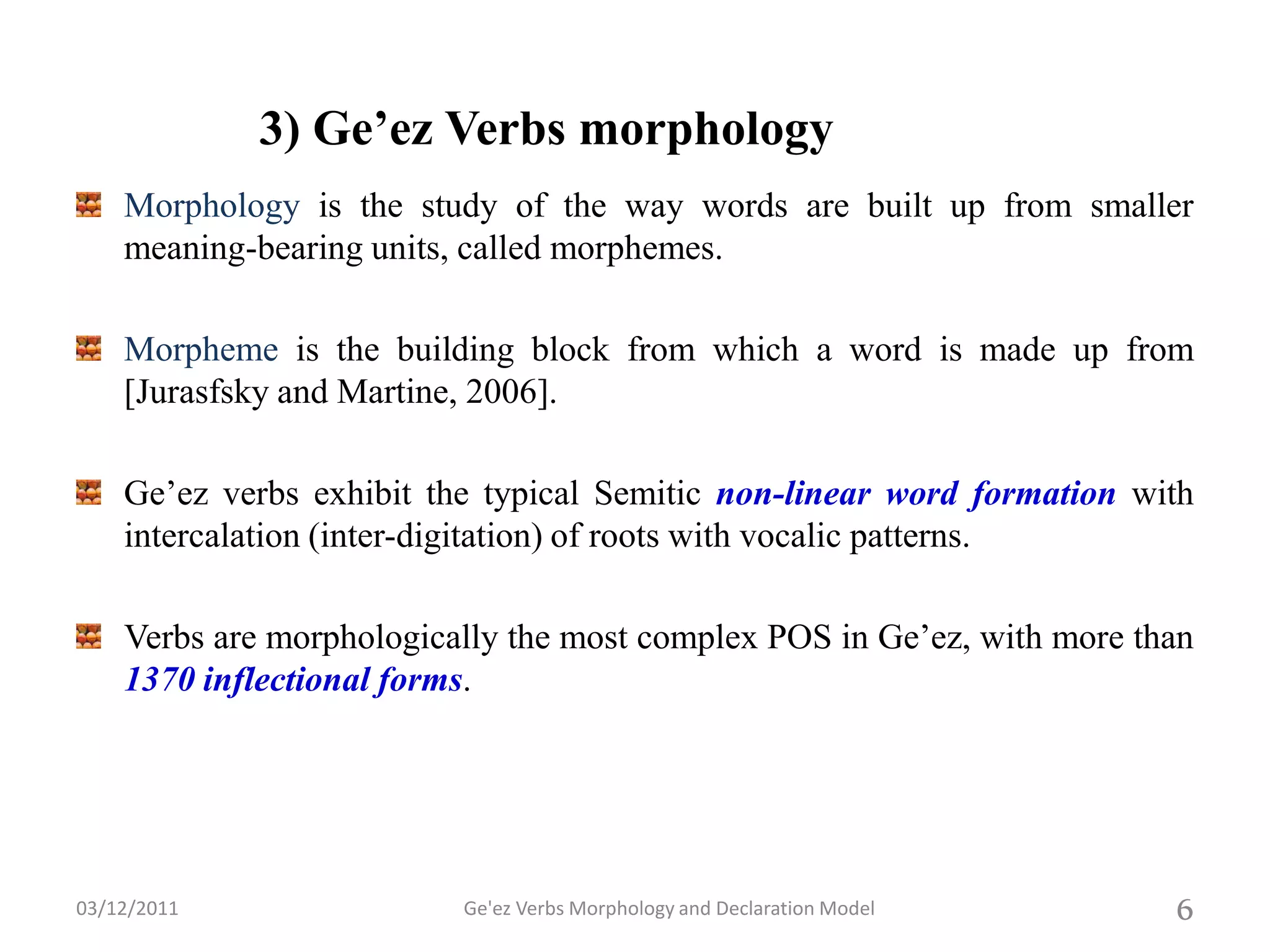 Ge'ez Verbs Morphology and Declaration Model | PDF
