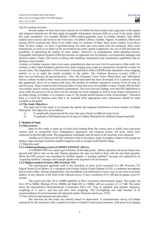 A gis analysis of noise islands in calabar metropolis, nigeria | PDF