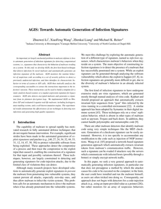 Agisa towards automatic generation of infection signatures | PDF | Operating Systems | Computer ...