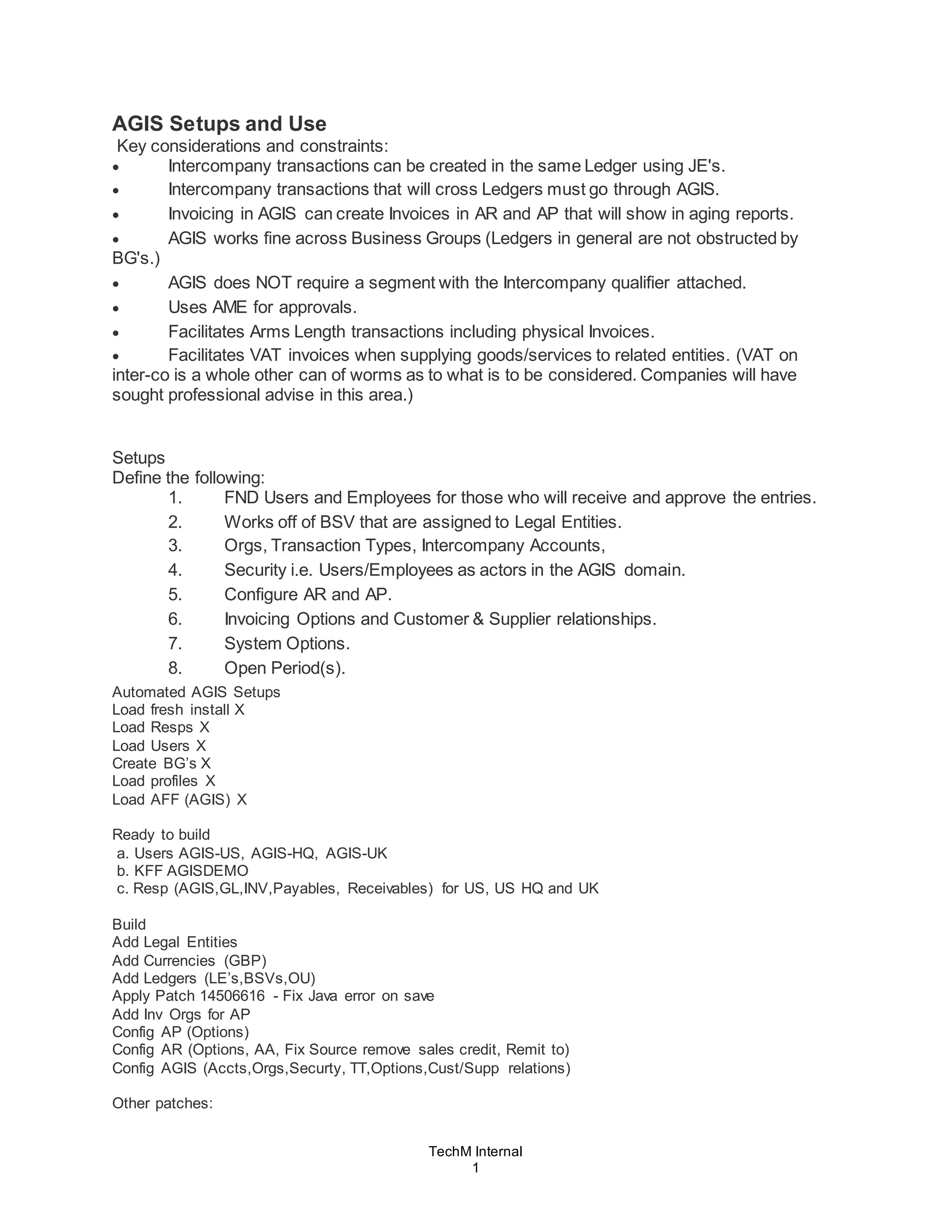Agis setup doc | DOCX