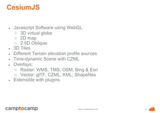 AGIT 2017: Cesium 1.35, WebGL Virtual Globe and Map Engine | PDF