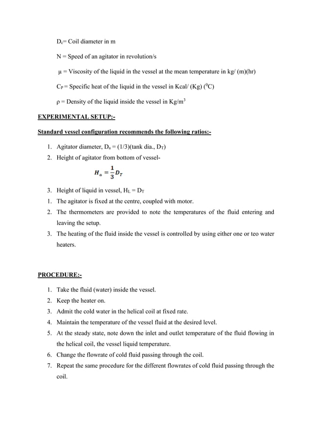 Agitated Vessel | DOCX | Chemistry | Science
