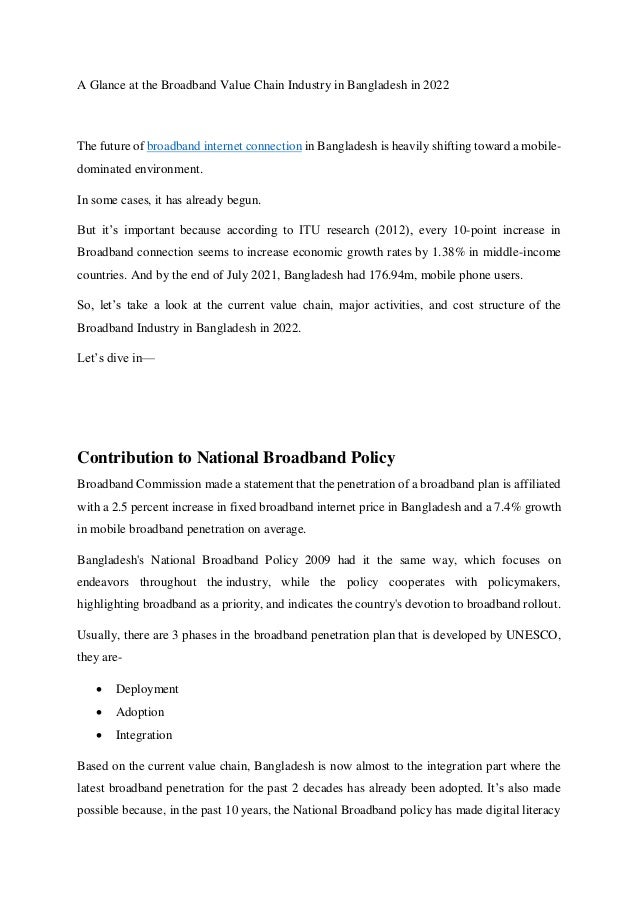 A Glance at the Broadband Value Chain Industry in Bangladesh in 2022 | PDF