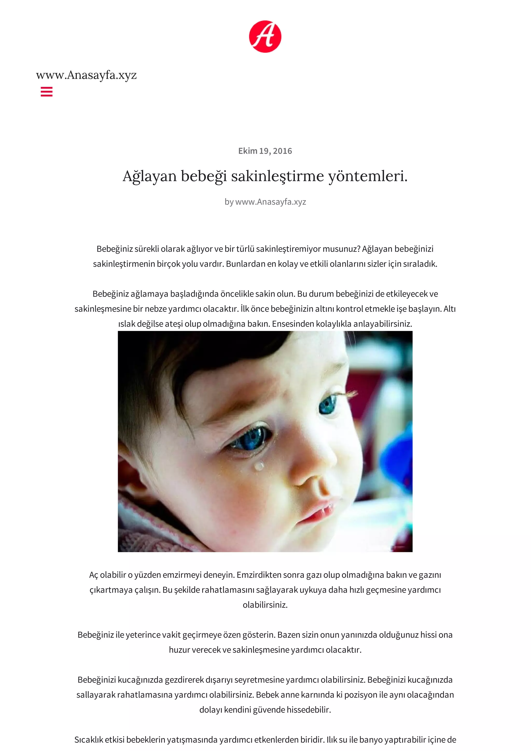 Aglayan bebegi-sakinlestirme-yontemleri | PDF