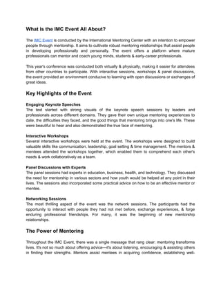 A Glimpse into the IMC Event by International Mentoring Center.docx