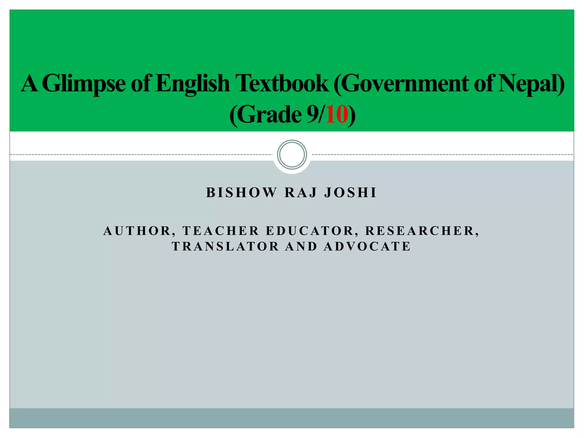 A glimpse of English textbook (analysis) Nepal | PPTX
