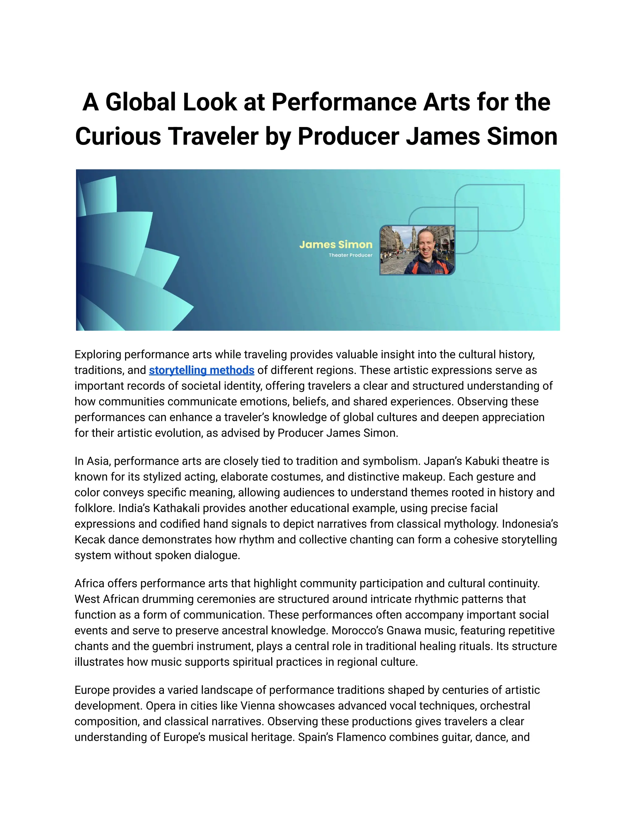 A Global Look at Performance Arts for the Curious Traveler by Producer ...
