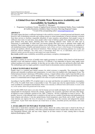 A global overview of potable water resources availability and | PDF
