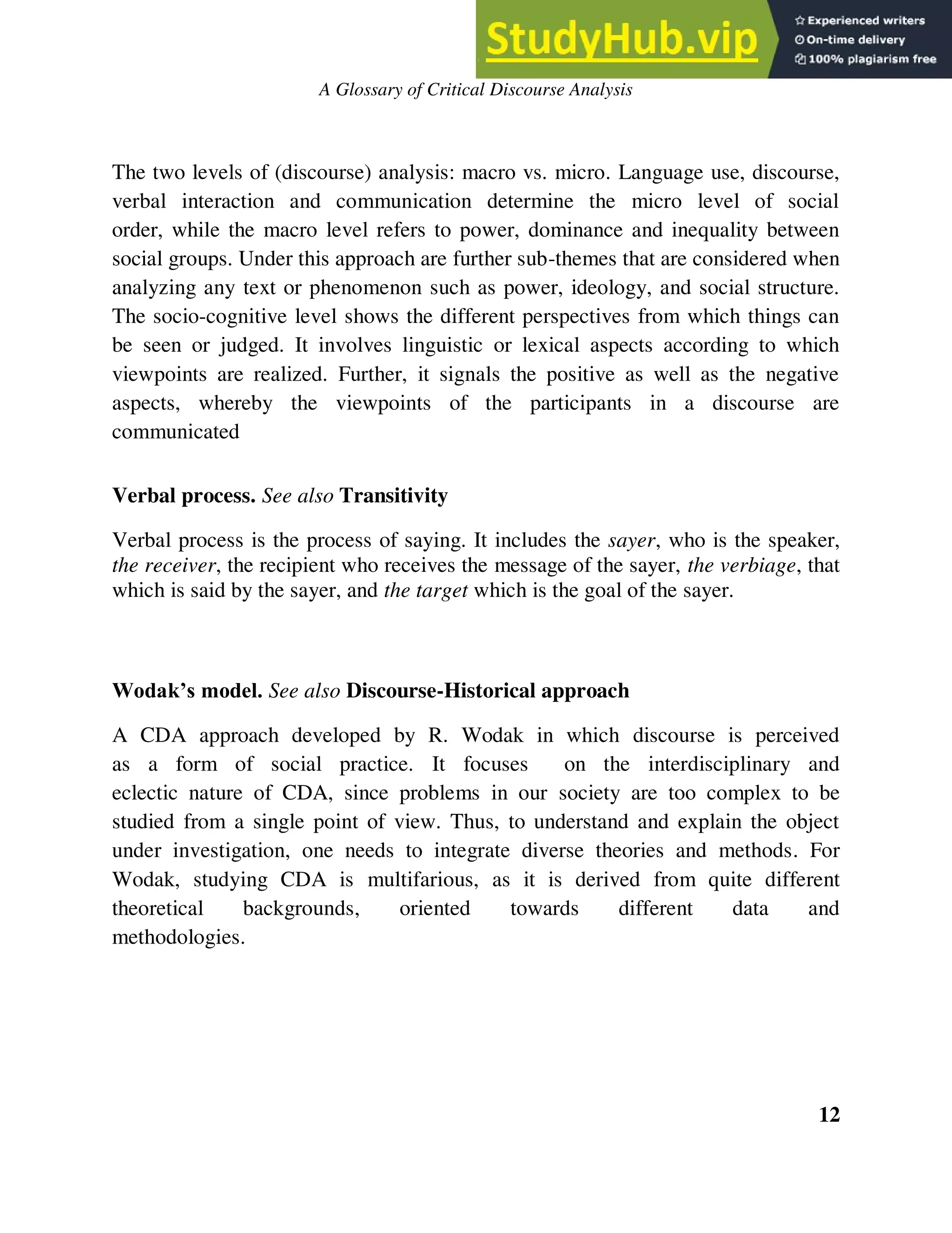 A Glossary Of Critical Discourse Analysis | PDF