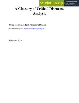A Glossary Of Critical Discourse Analysis | PDF