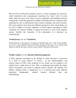 A Glossary Of Critical Discourse Analysis | PDF