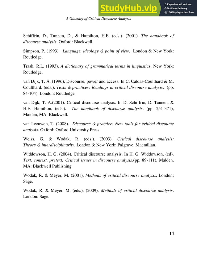 A Glossary Of Critical Discourse Analysis | PDF