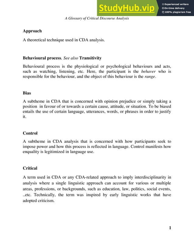 A Glossary Of Critical Discourse Analysis | PDF