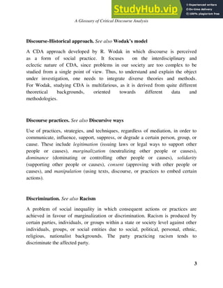 A Glossary Of Critical Discourse Analysis | PDF