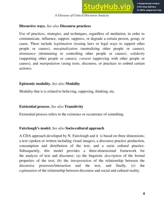 A Glossary Of Critical Discourse Analysis | PDF