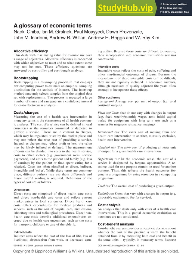 A Glossary Of Economic Terms | PDF