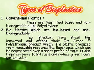 Bioplastics - biodegradable Plastics | PPTX