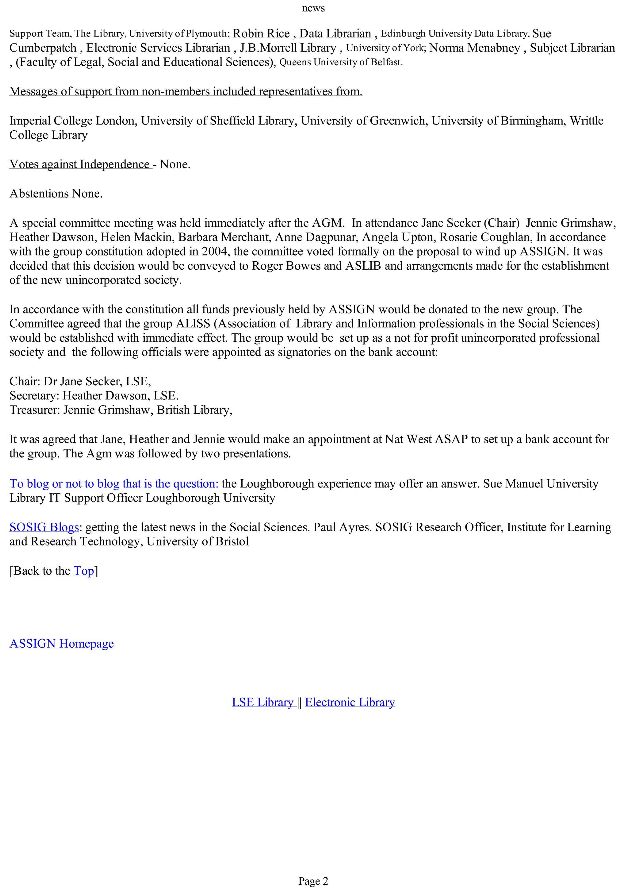 ALISS AGM 2005 minutes | PDF