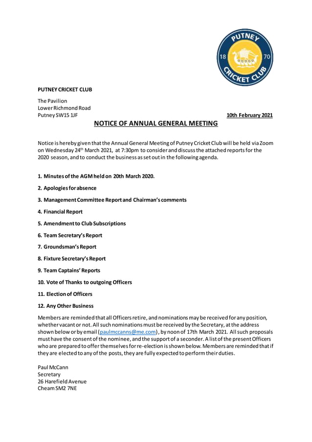 Agm 2021 notice | PDF