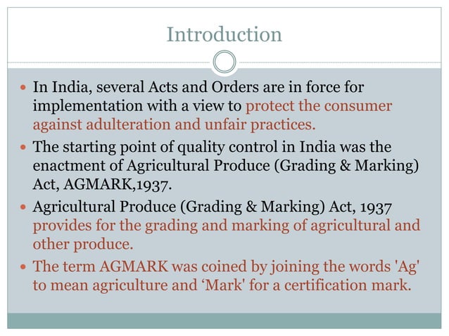 Agmark | PPTX | Agriculture | Industries