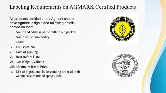 Agmark | PPTX | Agriculture | Industries
