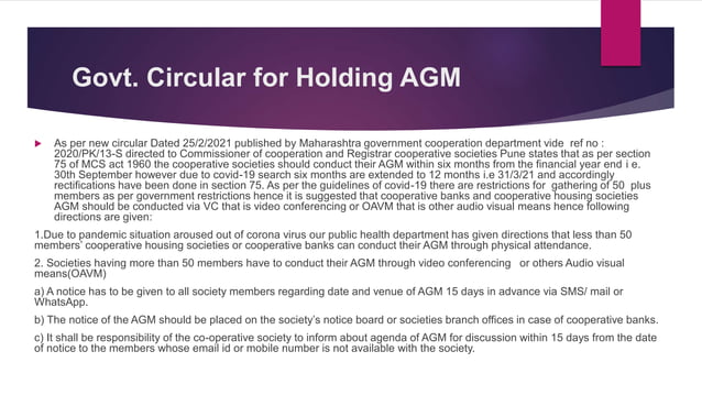 How To Conduct AGM for Housing Societies | PPTX