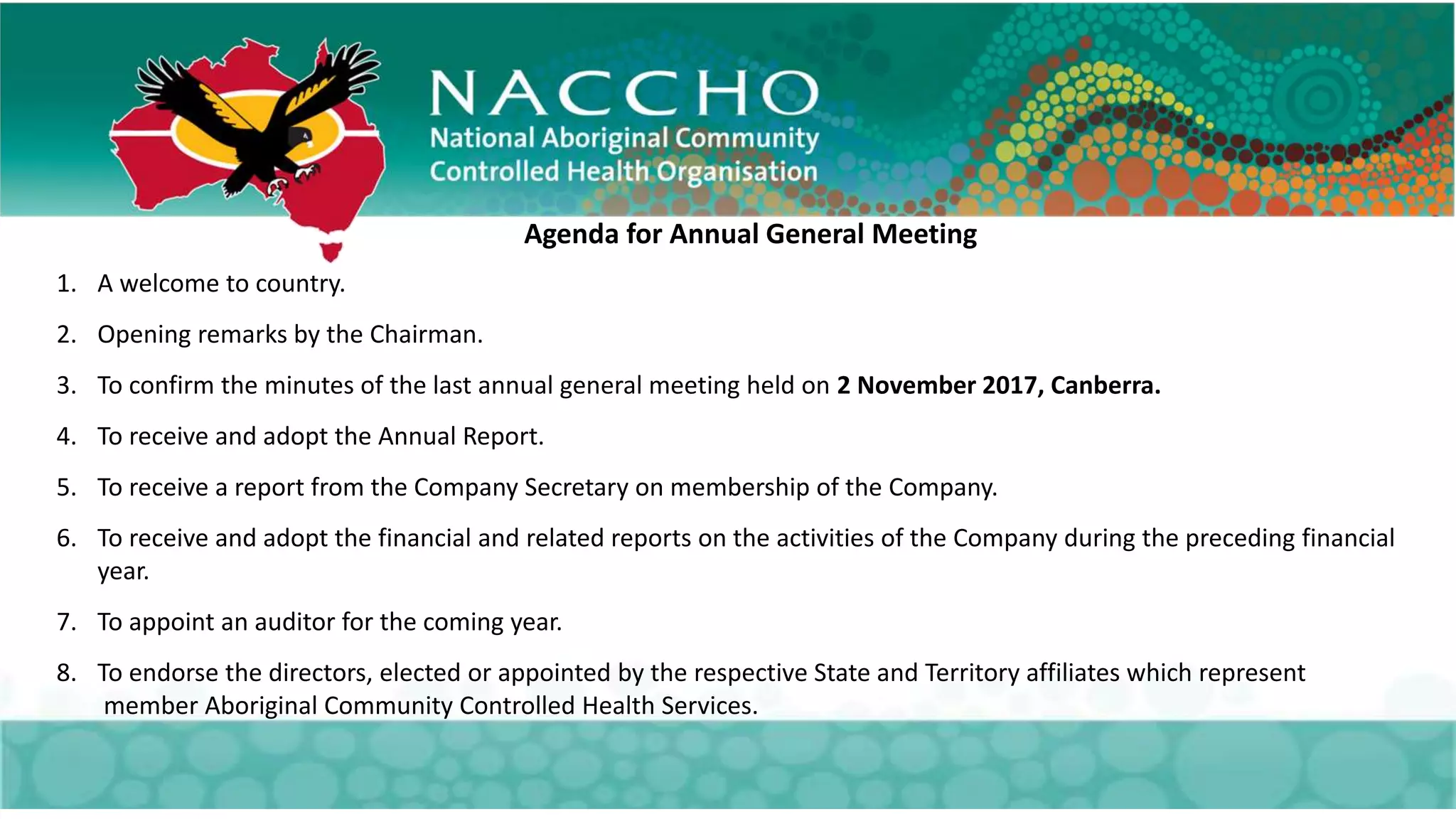 NACCHO 2018 National Conference – AGM Agenda | PPTX