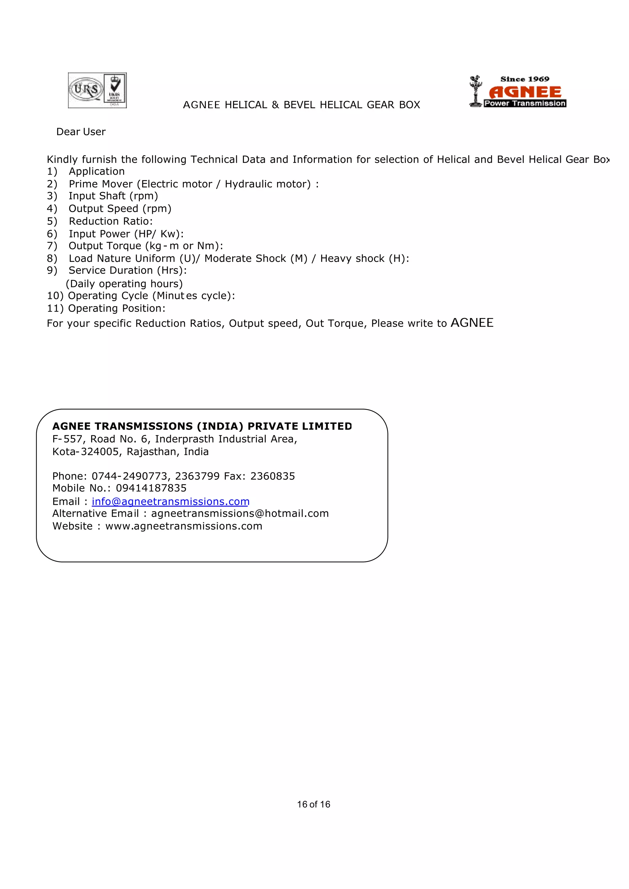 Agnee helical-bevel-gear-box-capacity-details | PDF